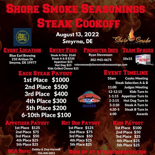 August 13th Shore Smoke Seasonings SCA Steak Cookoff - Shore Smoke ...